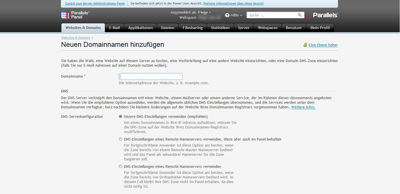 Domain-Konnektierung auf einem (virtuellen) Server